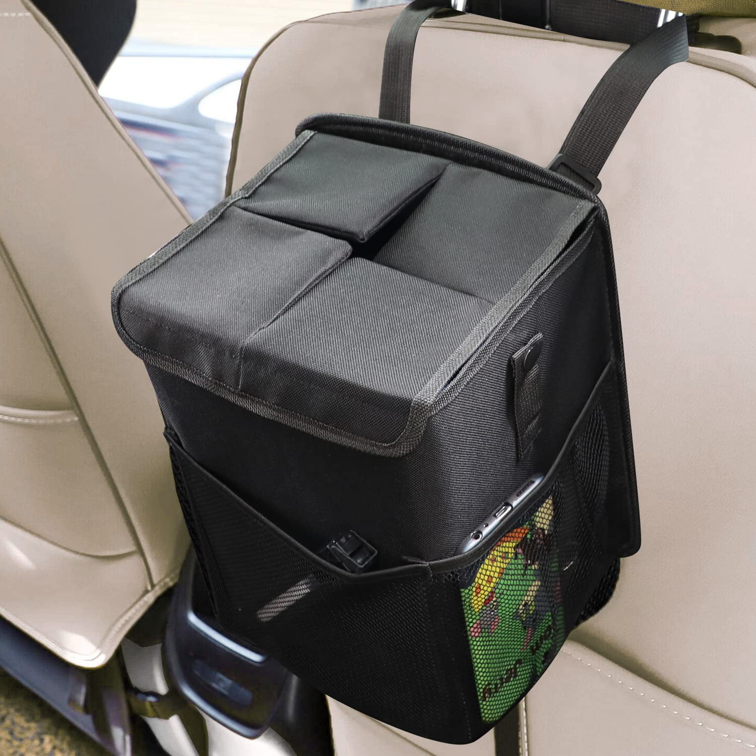 Cesto de basura colgante de bolsillo de red, bote de basura para automóvil (27,5 x 27,5 x 14,5 ...