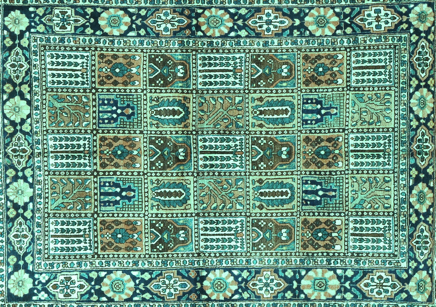 Ahgly Company Machine Washable Indoor Rectangle Persian Turquoise Blue ...