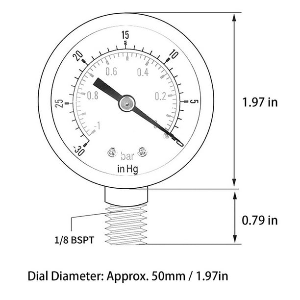 Manómetro de vacío, manómetro 1/8 pulg. BSPT Manómetro BSPT Manómetro Diseño elevado | Walmart ...