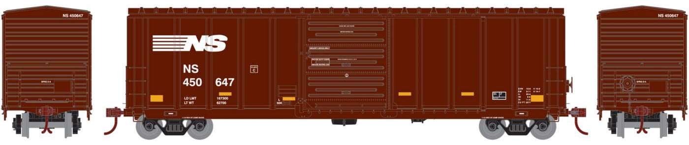 Athearn HO Scale 50' PS 5277 Box Car Norfolk Southern/NS #450647 ...