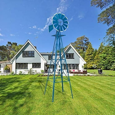 Costway 8ft Ornamental Windmill w/ Weatherproof Frame, Weathervane & 4 ...
