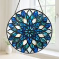 Blue Floral Mandala Stained Glass Style Window Suncatcher Decor ...