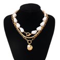 Gold Layered Necklaces for Women Trendy Retro Coin/ Pearl Pendant ...