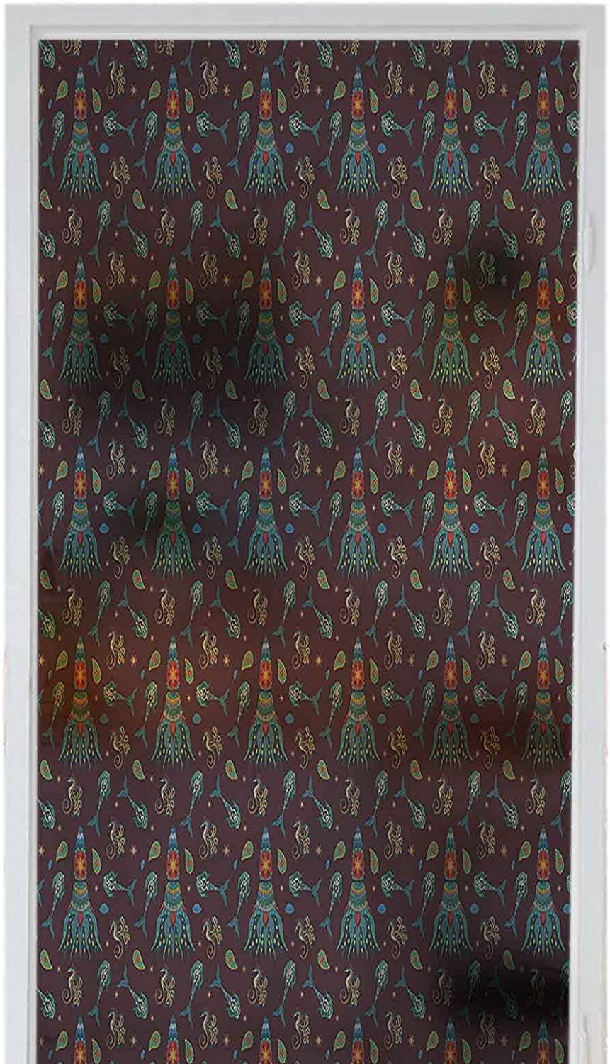 Decorative Glass Sticker Privacy Window Films Octopus Mermaid Style 17. ...