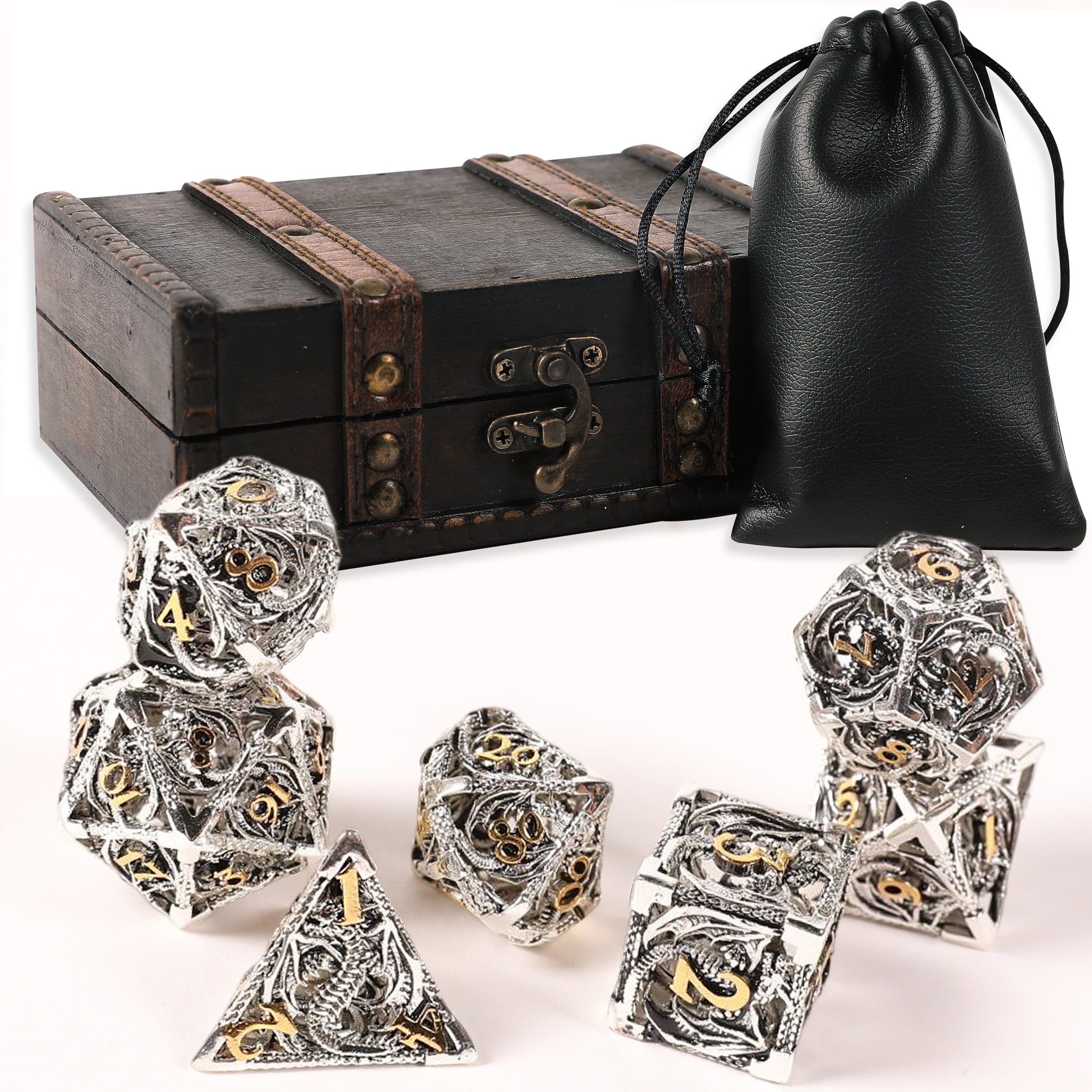 DND Dice Hollow D&D Metal Dice Dungeons and Dragons Dice Set with Gift ...