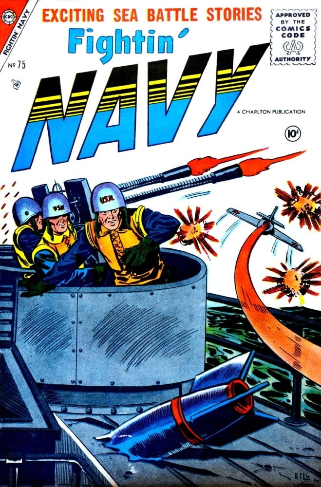Issue #75, May 1956. Fightin' Navy was a bimonthly war comic published ...