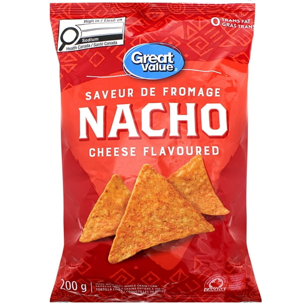 Great Value Nacho Cheese Flavoured Tortilla Chips, 200 g - Walmart.ca