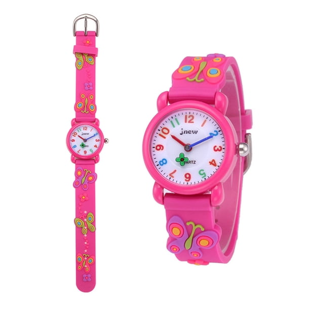 Children Kids PVC Strap 3D Cartoon Butterfly Watch PVC strap watch ...