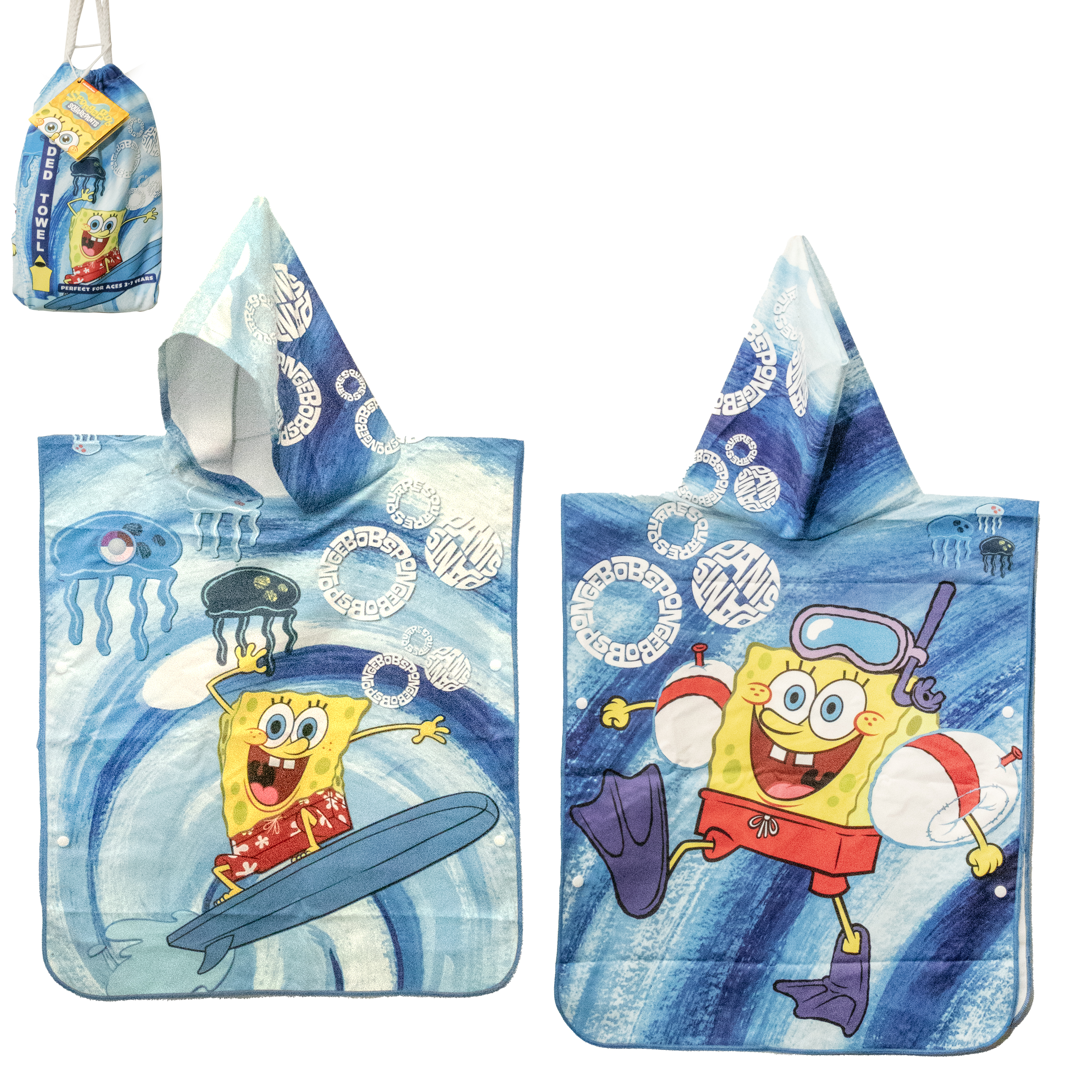 Sponge Bob, Sponge Swirl Hooded BT Towel - Walmart.com