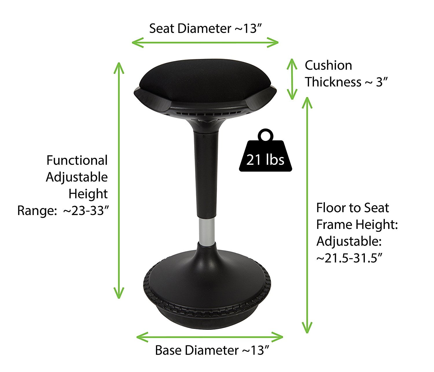 Buy Uncaged Ergonomics WOBBLE STOOL 2, Tall Adjustable Height Active ...