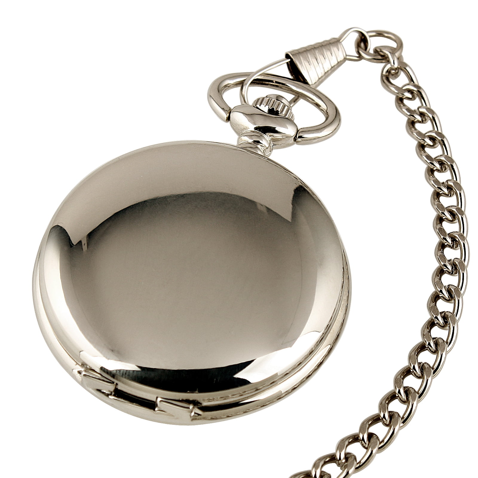 Mens Silver Case White Dial Hand-winding Mechanical Pocket Watch Man ...