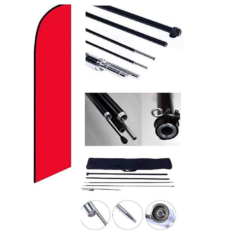 Solid Red Business Windless Feather Flutter Flag 10 x 2.5 Foot Flag and ...