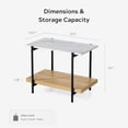 2 Tier End Table with Metal Frame, Rectangular Side Table Faux Marble ...