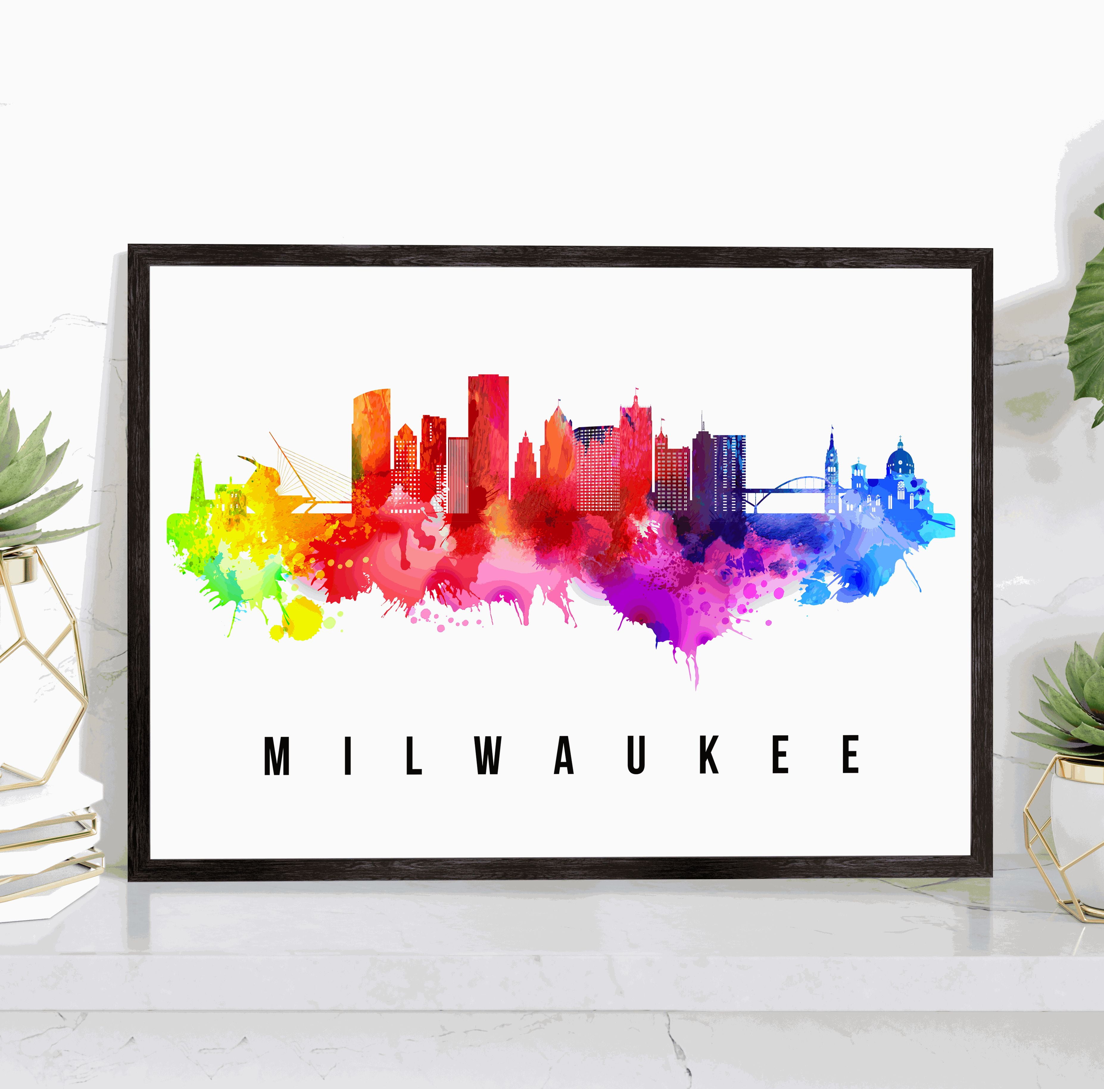 Pera Print Milwaukee Skyline Wisconsin Poster, Milwaukee Cityscape ...