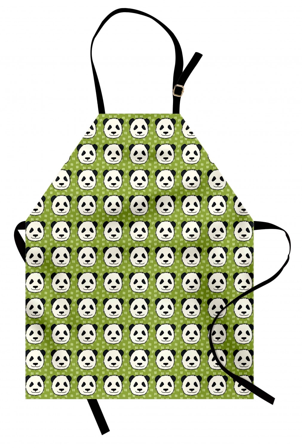 Panda Apron, Cartoon Funny Hand Drawn Style Panda Bear Heads Animal ...