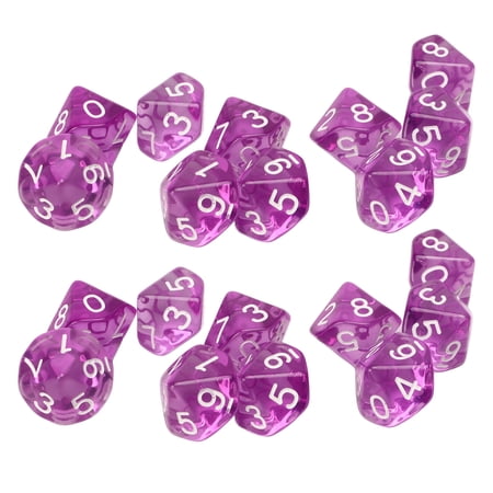 Digital Dice, Clear Numbers 10 Sided Plastic Transparent Multifaceted ...