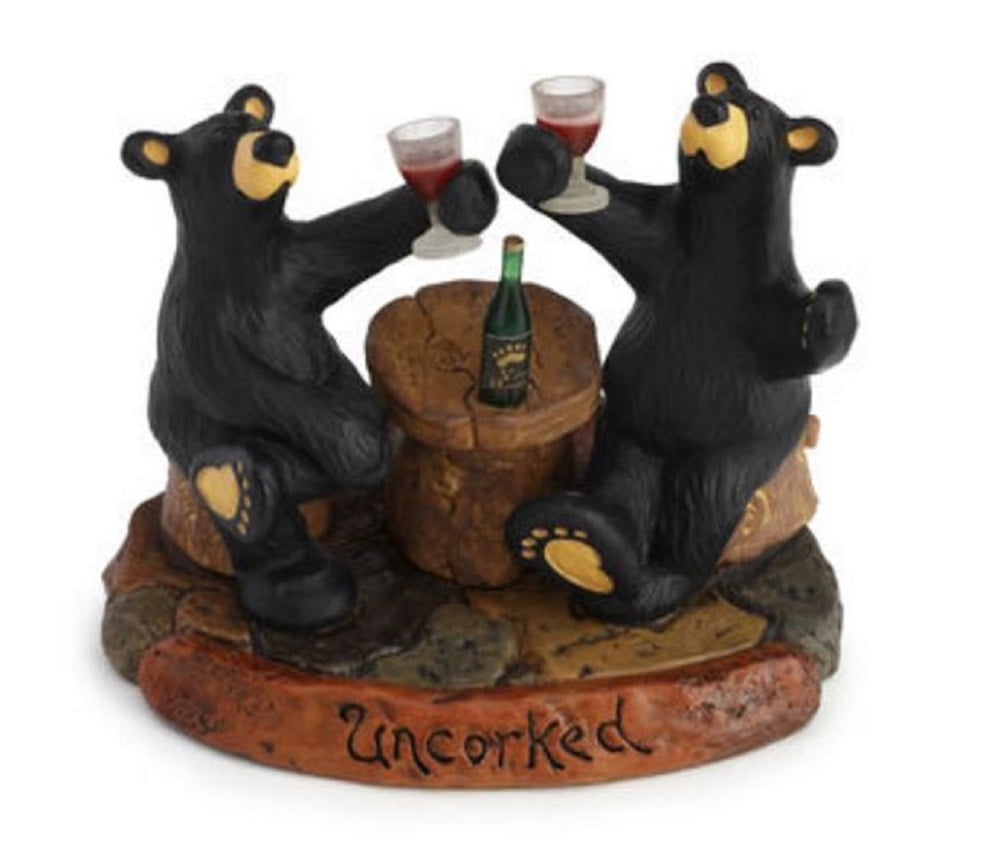 Jeff Fleming Bearfoots Uncorked Bears Drinking Wine Figurine Big Sky ...