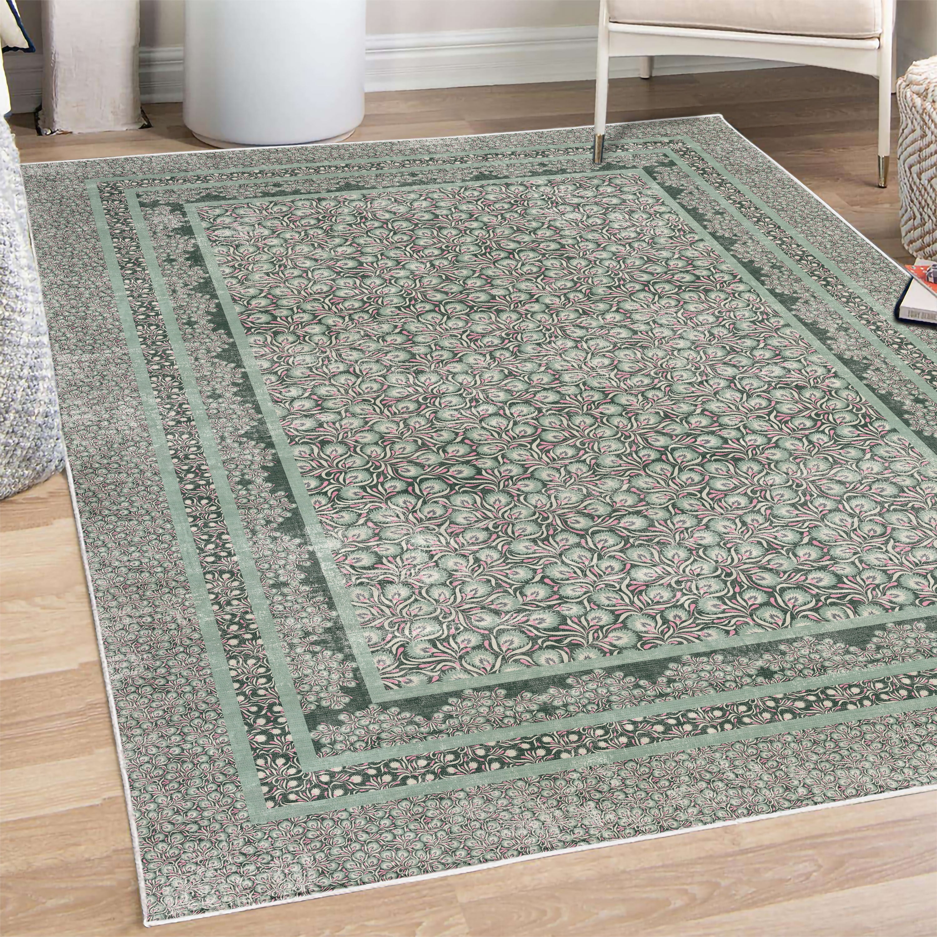 Vintage Decorative Rug, Botanical Design Pattern of Retro Abstract ...