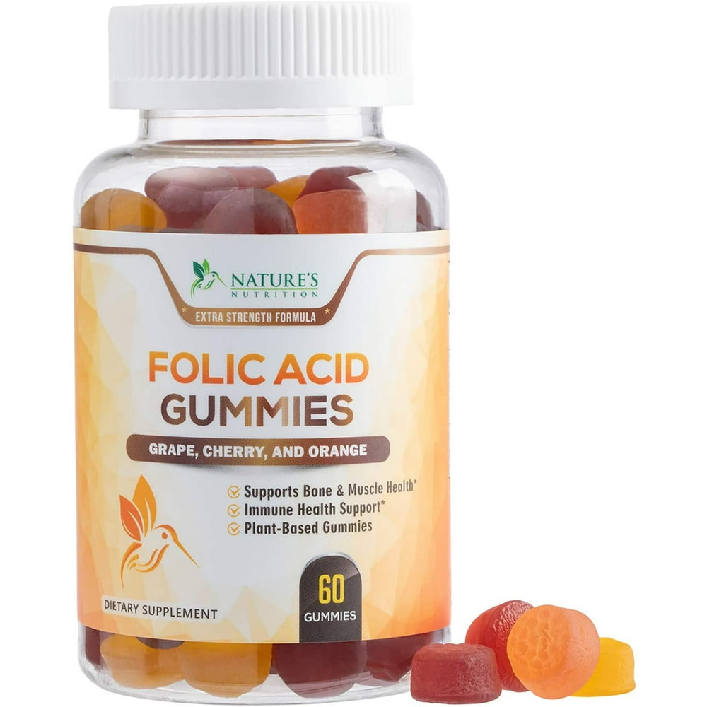 Natures Nutrition Folic Acid Gummies Highest Potency Prenatal Vitamins