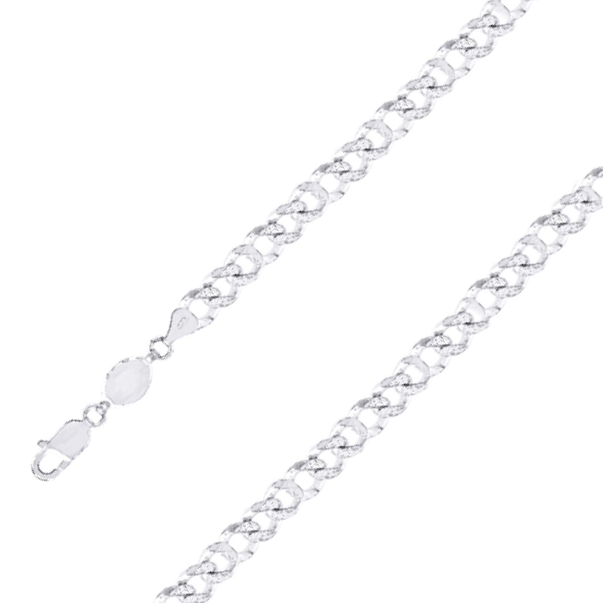 925 Sterling Silver Finish 11mm Diamond Cut Classic Cuban Chain Size- 8 ...