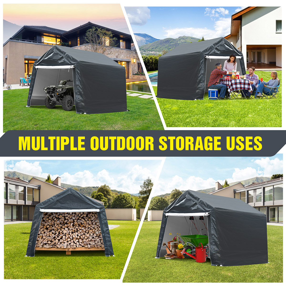 Sefzone Outdoor Storage Shed, Storage Shelter, Portable Shed, Carport ...