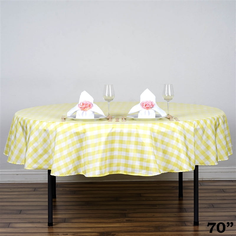 BalsaCircle 70" Gingham Checkered Polyester Tablecloth Yellow and White ...