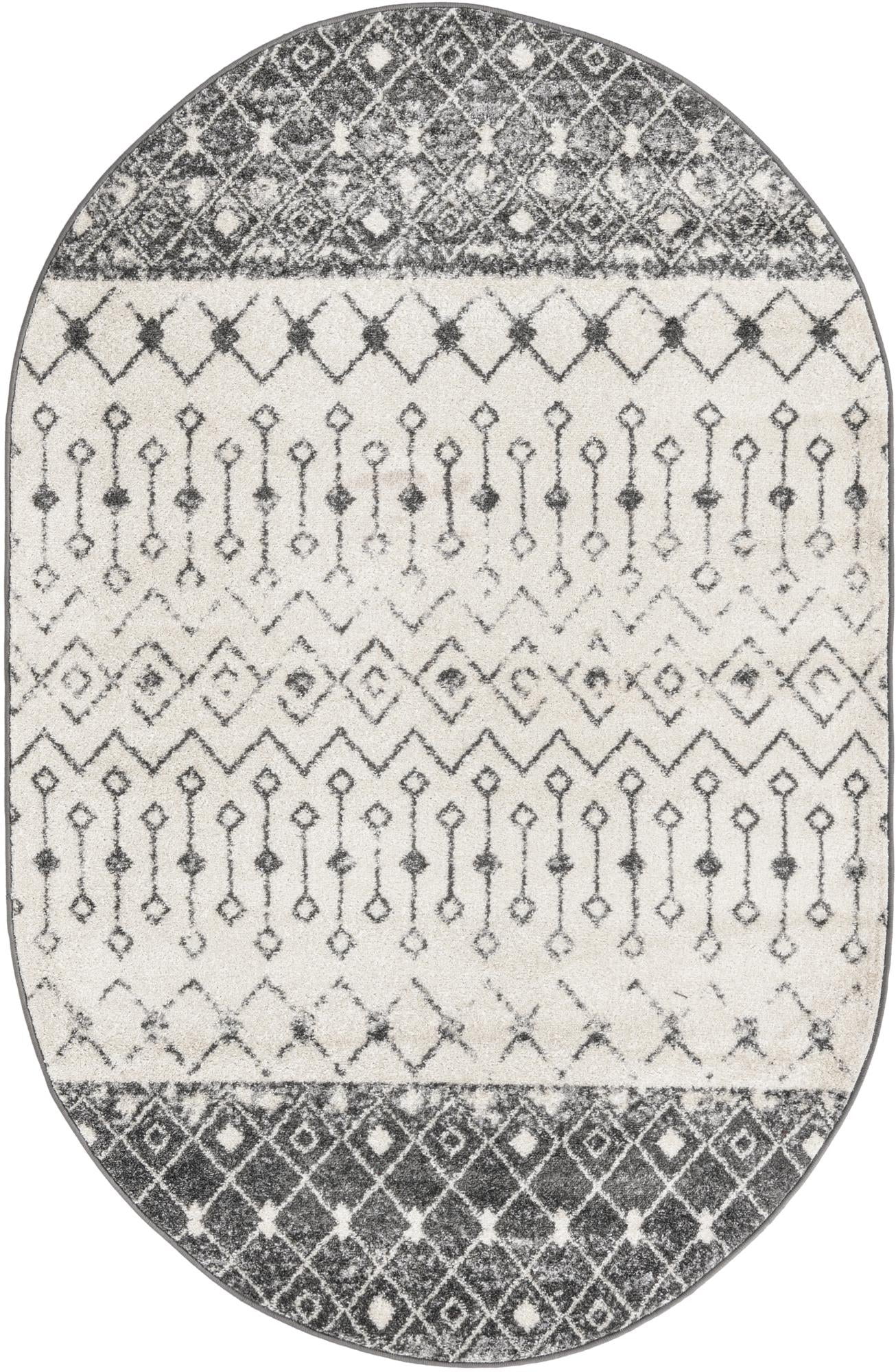 Rugs.com Moroccan Trellis Collection Rug – 5' x 8' Oval Ivory And Gray ...