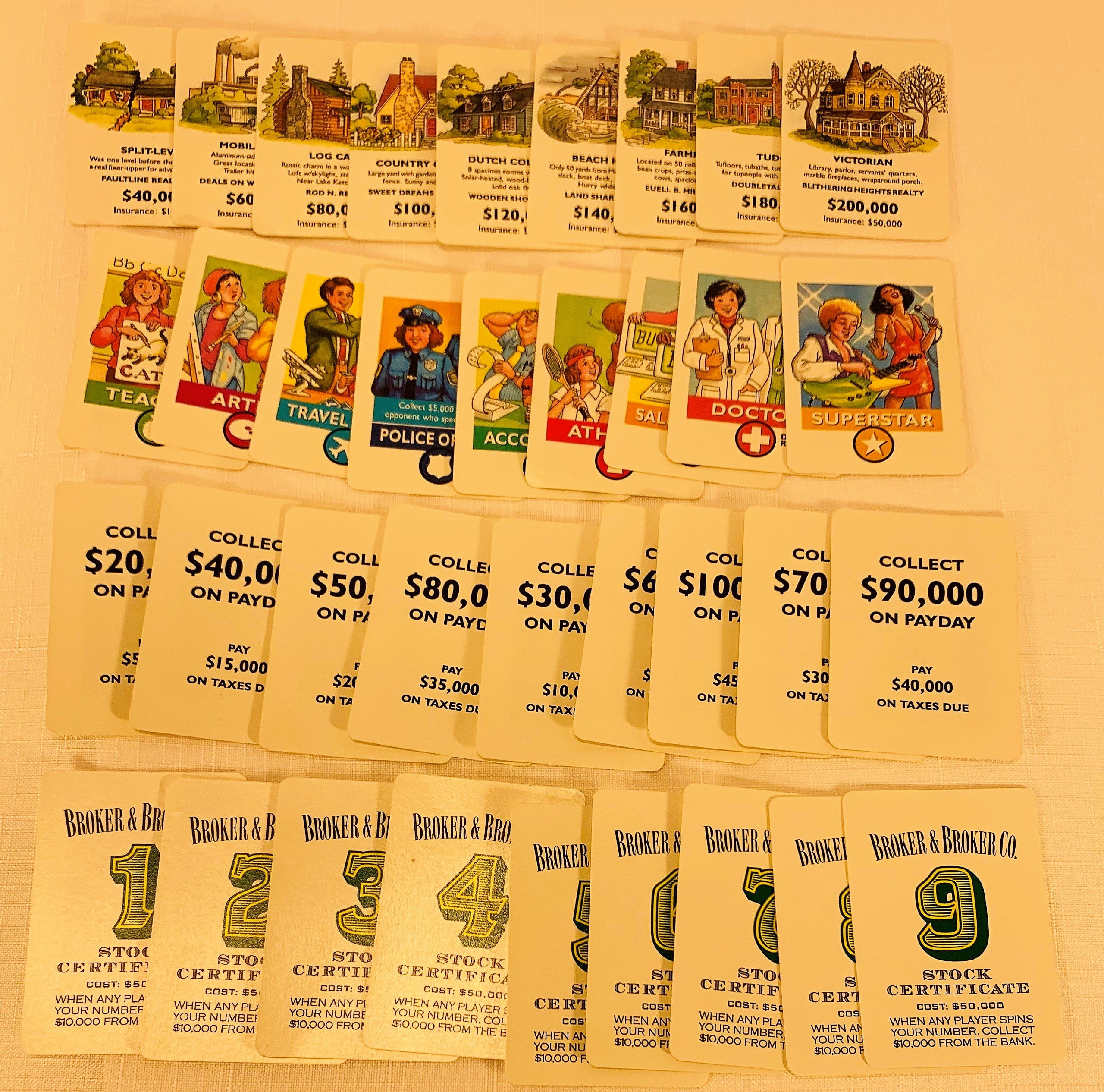 Life Game Career Cards
