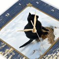 3drose, Frisky Black Cat on Log in Snow Ready to Leap with Denim Blue ...