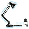 Black Metal Swing Arm Desk Lamp - Adjustable Joint, Interchangeable ...