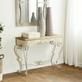 Free Shipping! DecMode 42" x 32" White Metal Scroll Console Table with ...