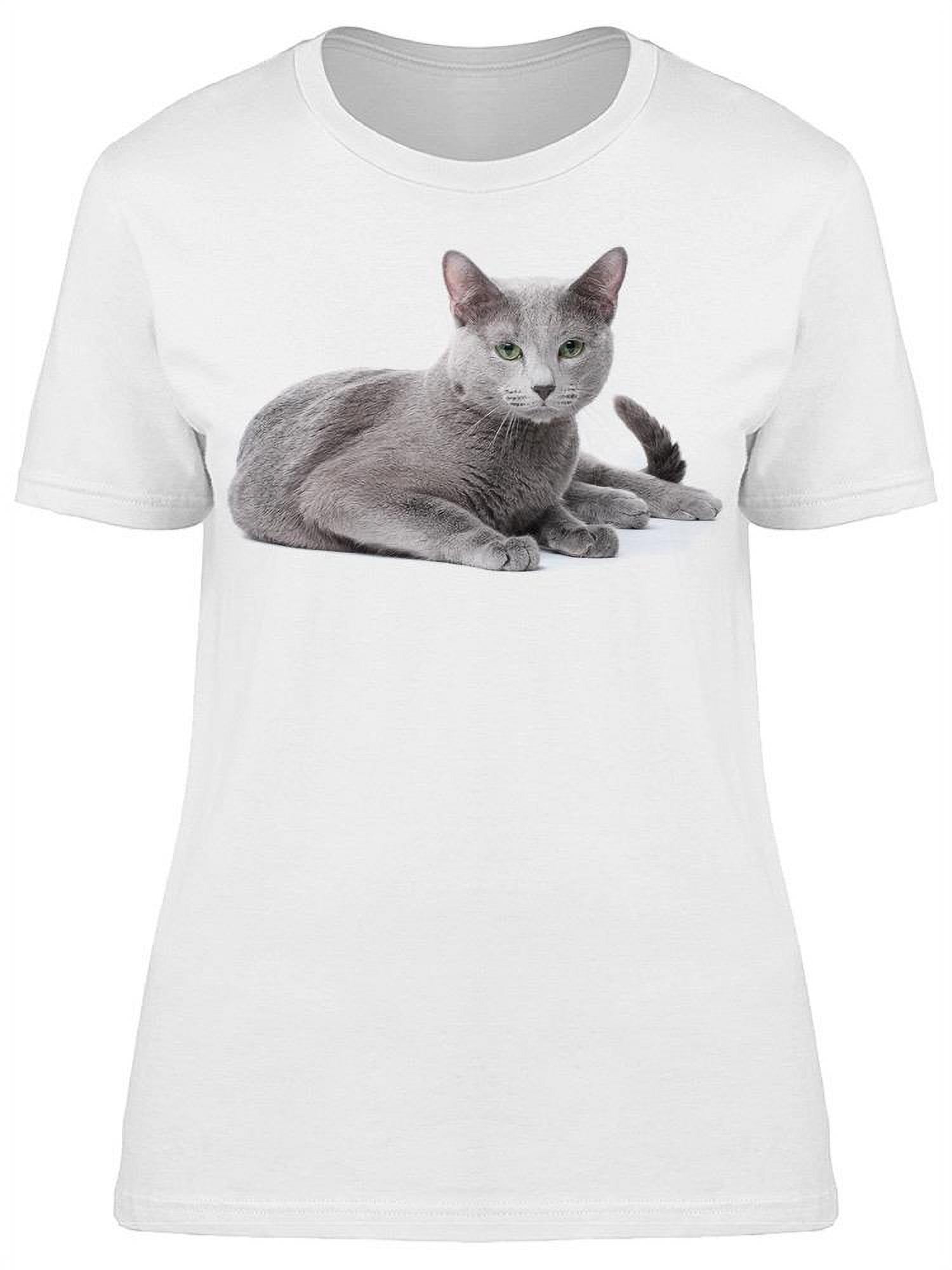 Sleepy Russian Blue Cat T-Shirt Women -Image by Shutterstock, Female 3X ...