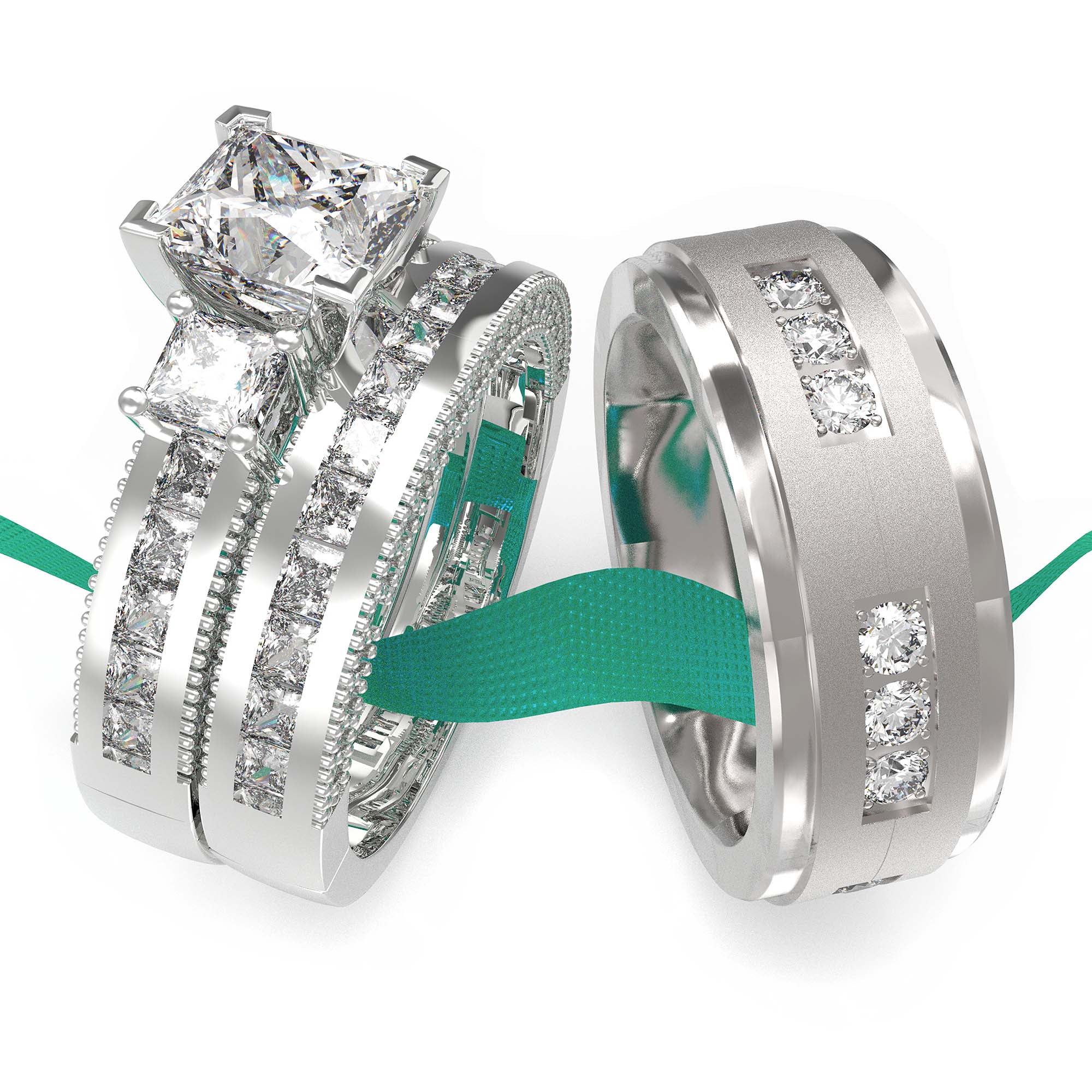 Click here for Ringheart Wedding Ring Sets His And Hers Couple Ri... prices