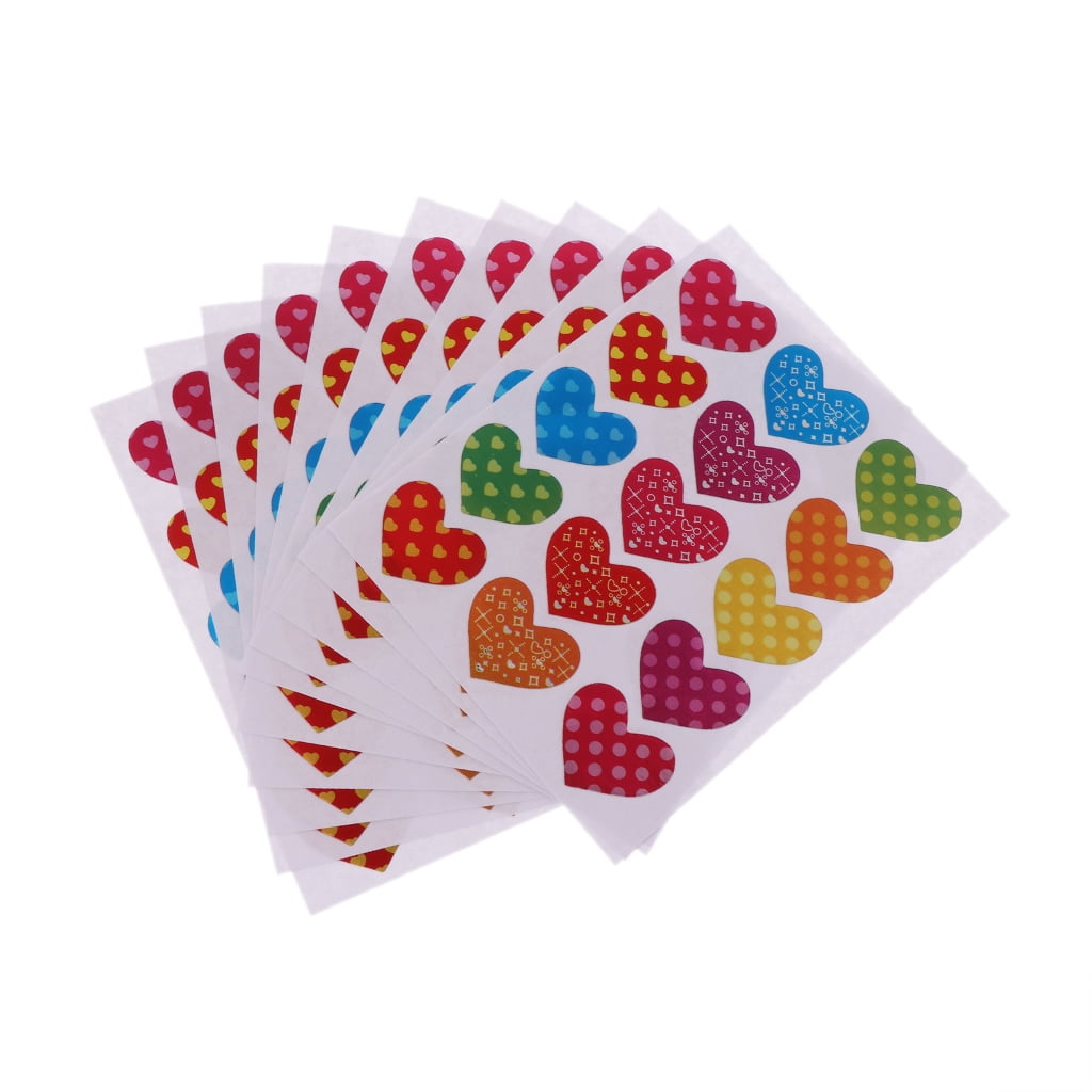 Sorrowso 10 Sheets Heart Stickers Love Decorative Sticker Kids ...