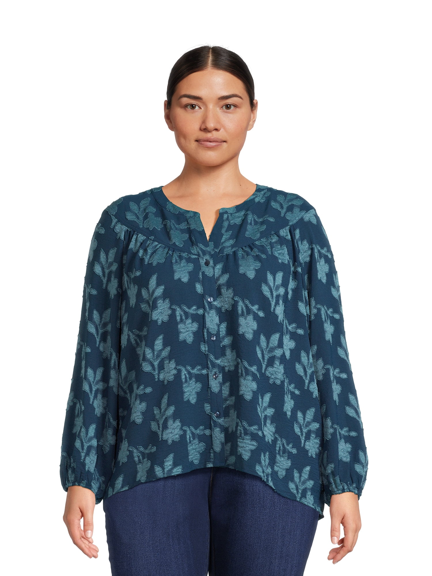 The Pioneer Woman Button Front Tunic Blouse, Women's, Sizes S-3X ...