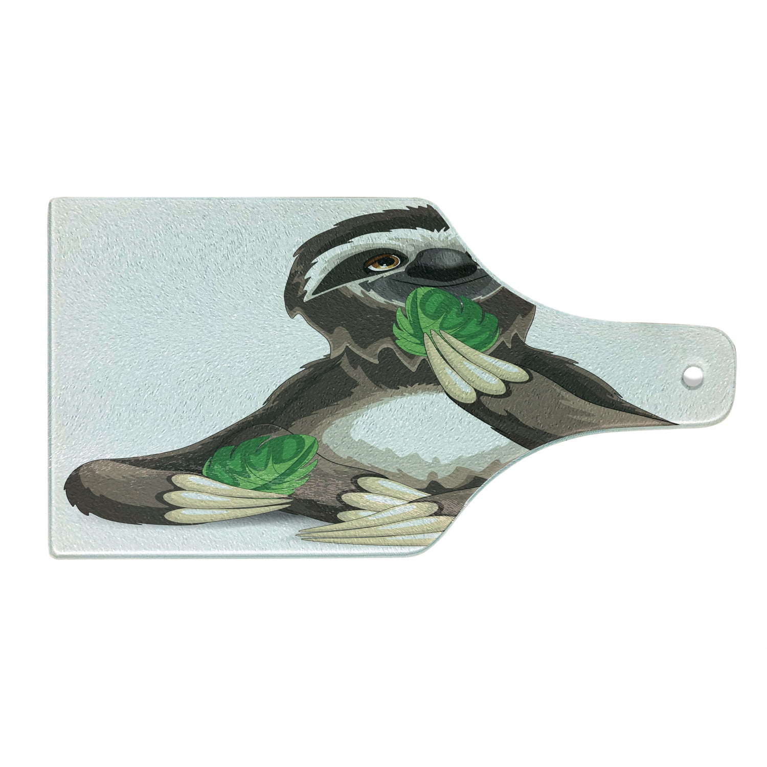 Sloth Cutting Board, Sluggish Wild Jungle Animal Eating Green Leaves ...