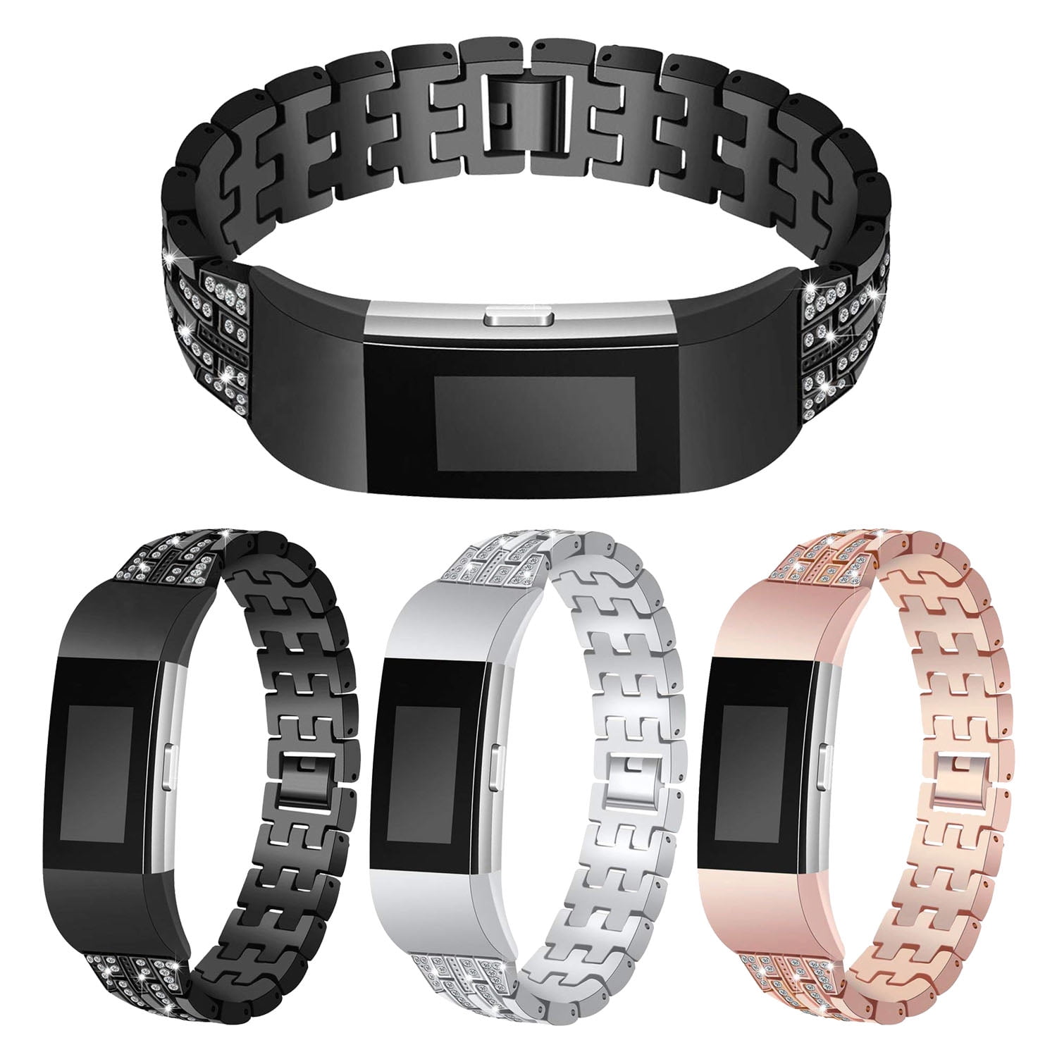 Click here for Strapsco Metal Link Rhinestone Bracelet Watch Band... prices