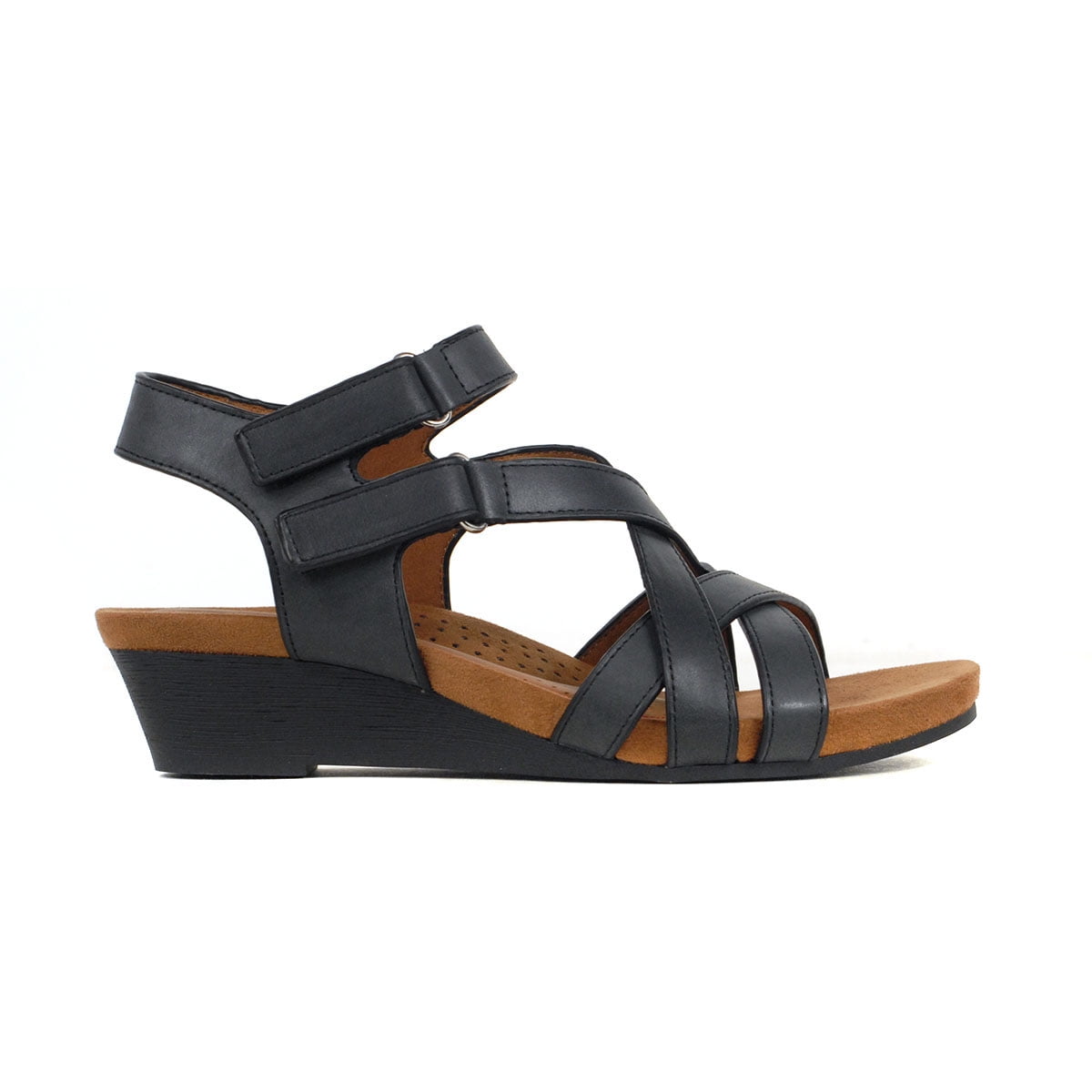 Click here for Cobb Hill Womens Helin Denim Black Leather Wedge S... prices