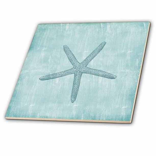 3dRose Aqua Starfish Abstract beach theme - Ceramic Tile, 8-inch ...