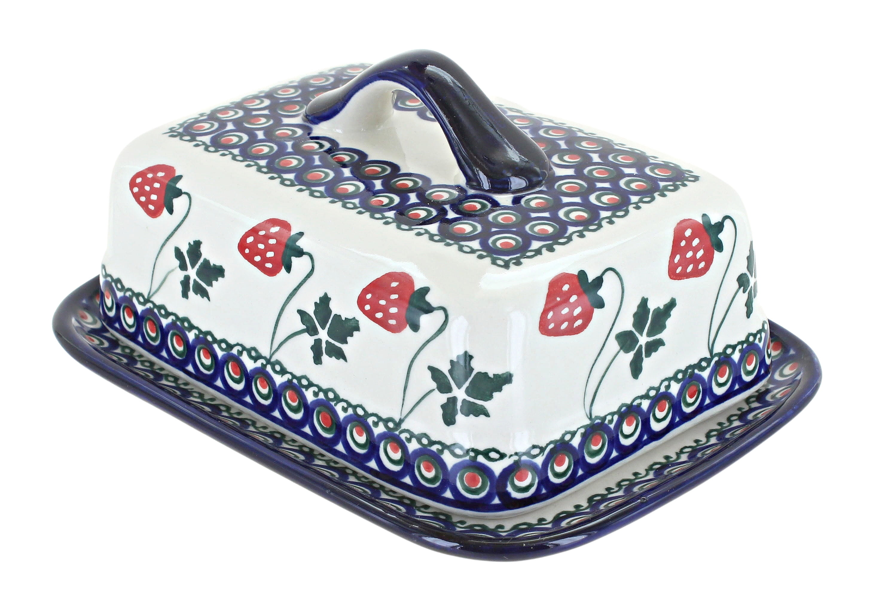 Blue Rose Polish Pottery Strawberry Delight Square Butter Dish ...