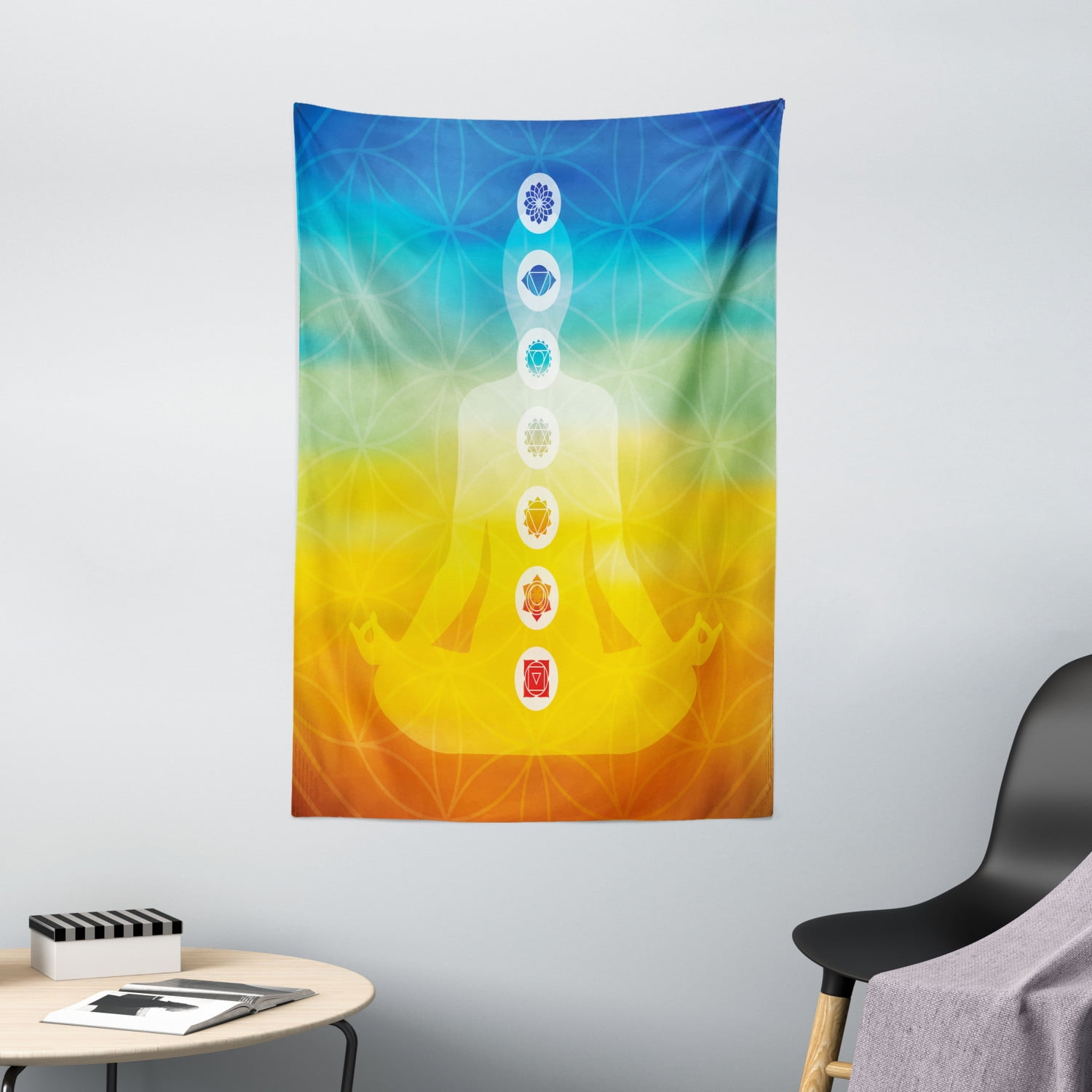 Chakra Tapestry, Gradient Colored Digital Female Human Body with ...