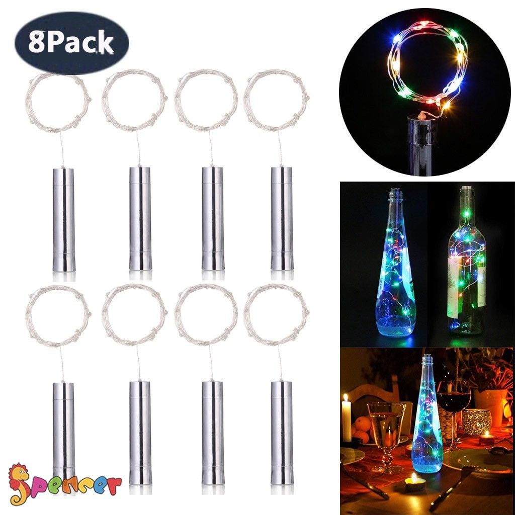 Spencer 8Pack 20 LED Wine Bottle Cork String Light, 6.56ft 2m Copper ...