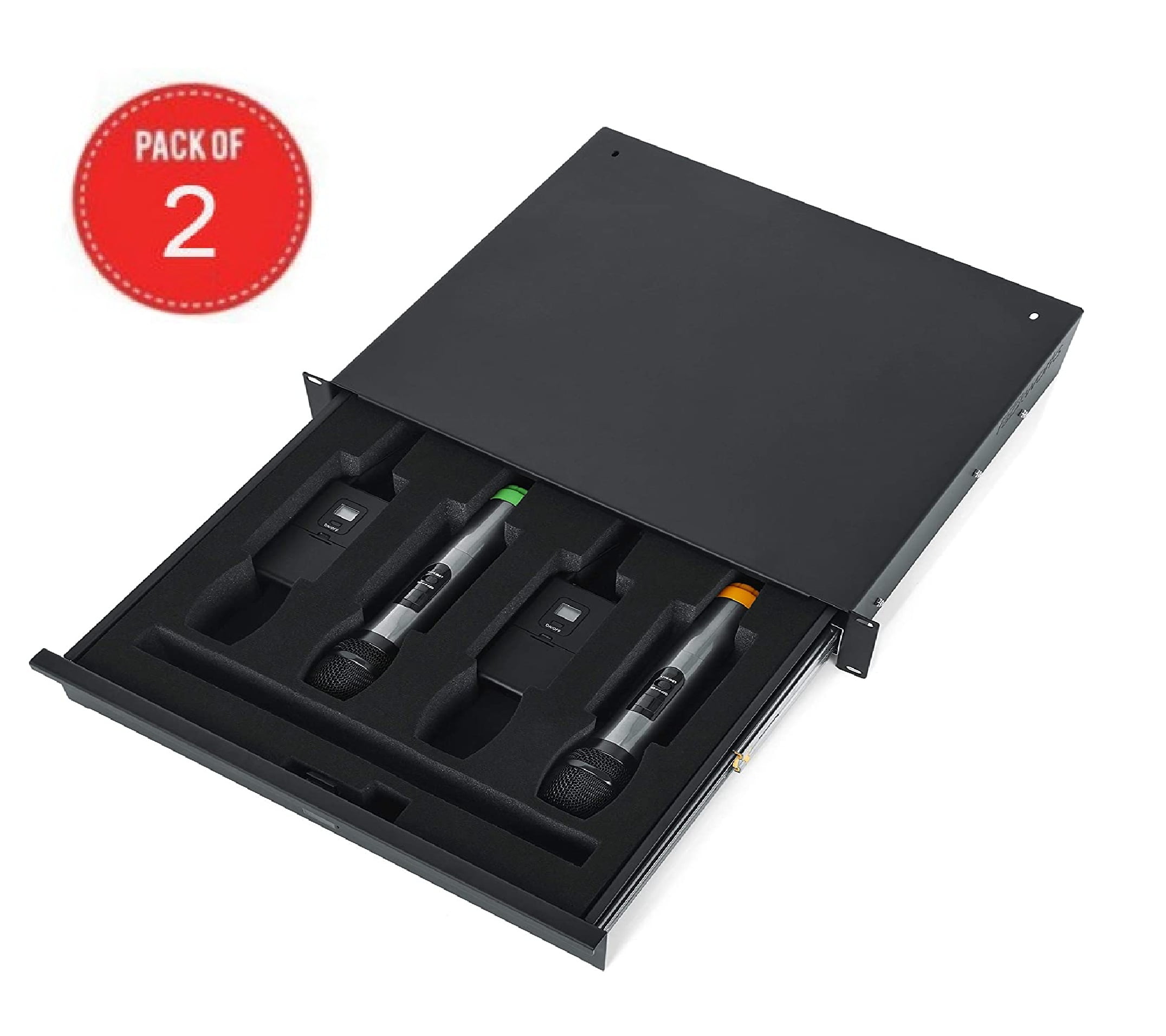 Gator Rackworks Wireless Microphone Rack Mount Drawer - Fits 4 Wireless ...