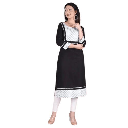 Click here for Dweep Sara Black & White Straight Fit Soft Cotton... prices