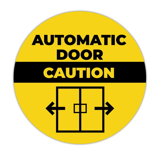 Ellopi 5" Round Caution: Automatic Door Adhesive Decal Stickers, 1 Pack ...