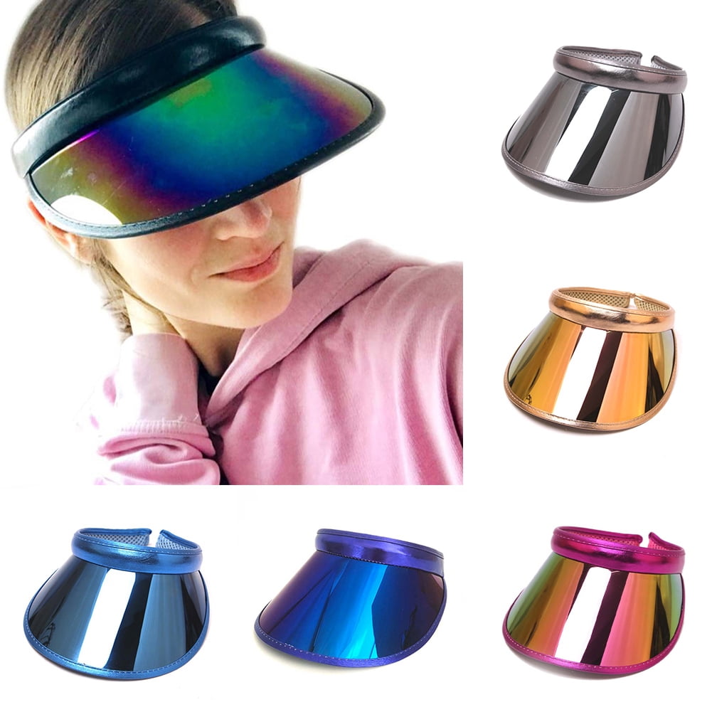 Walbest Men Women Summer Winter PVC Sun Shield Hat Iridescent Mirrored ...
