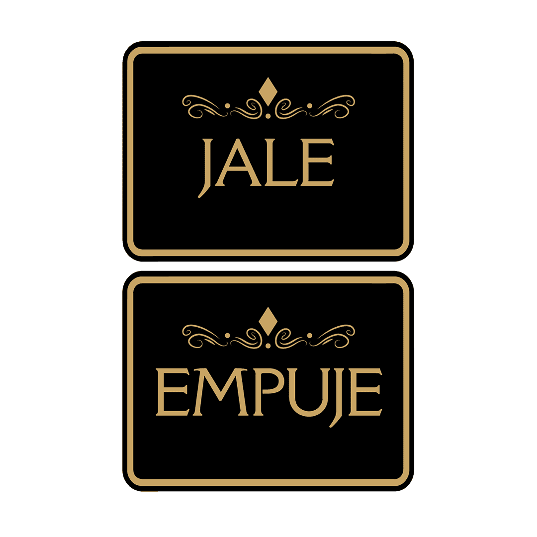 Signs ByLITA Classic Framed Fun Empuje/ Jale Pull Door Sign (Black Gold ...