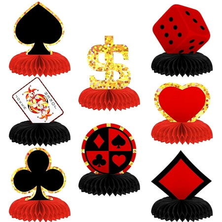 8 Pieces Casino Birthday Party Decorations Set, Poker Honeycomb ...