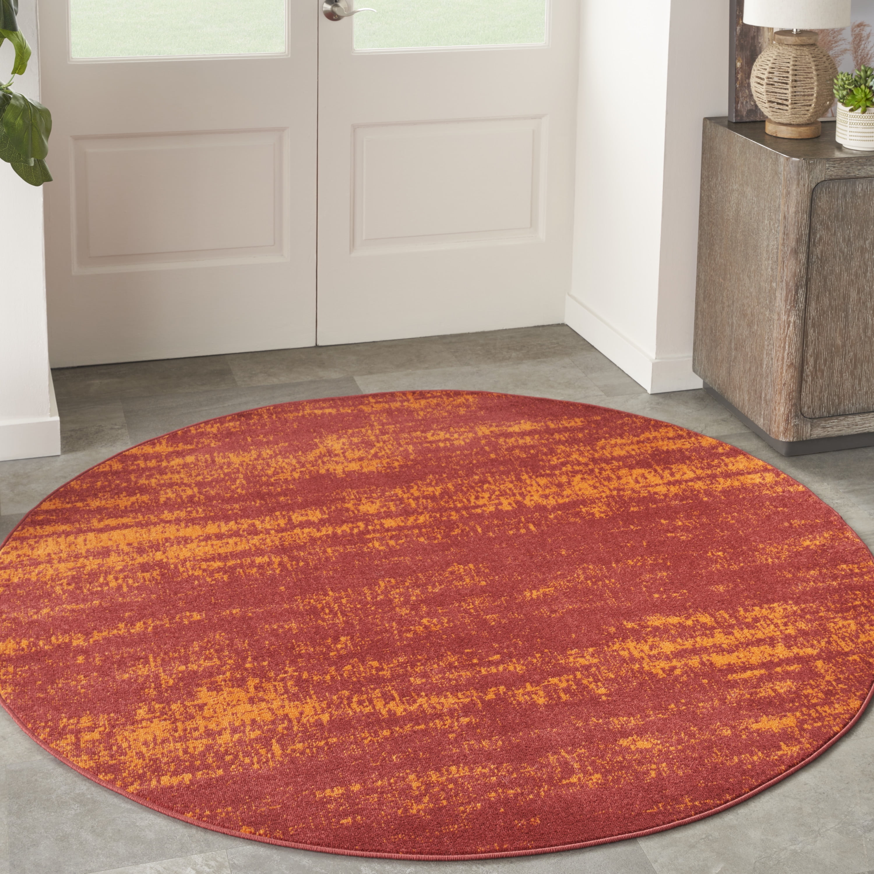 Nourison Essentials Indoor/Outdoor Red 4' x round Area Rug, (4 Round ...