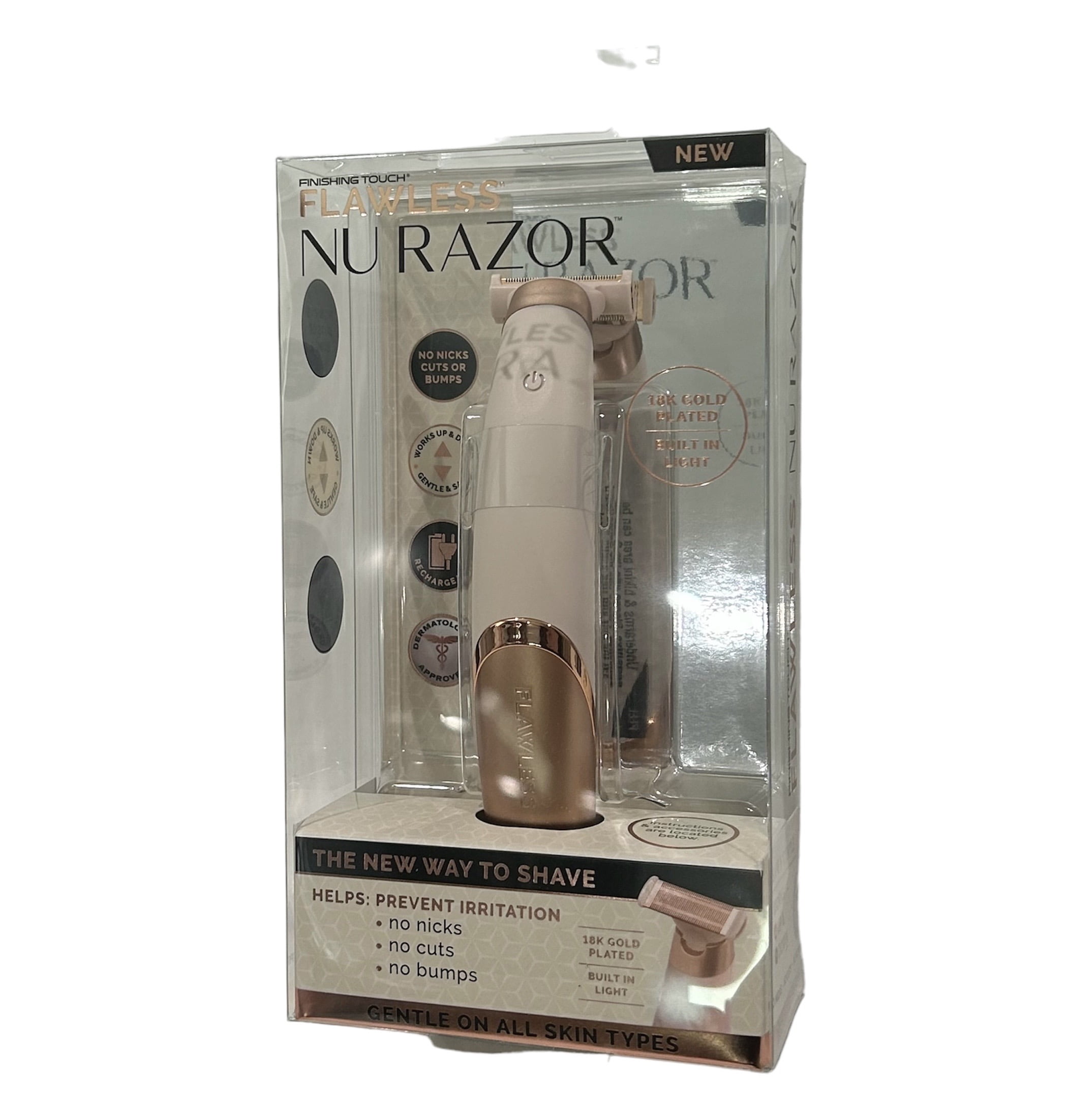 Finishing Touch Flawless Nu Razor Rechargeable 18K Gold Plated Built in ...